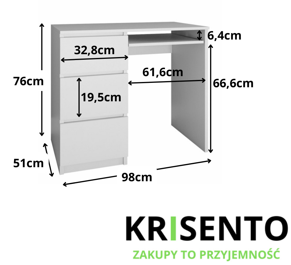 Biurko pod laptopa BIUR-707-BIEL-MAT-L | Krisento